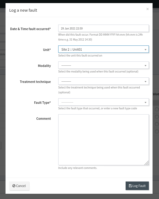 Machine Fault Log — QATrack+ 4.0.0 documentation